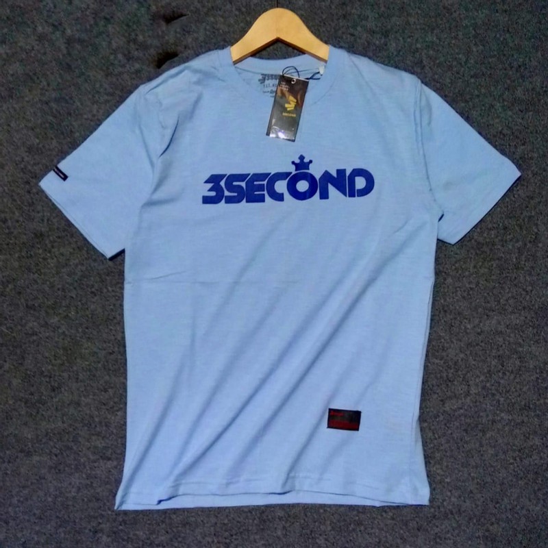 Jual Kaos Distro 3Second Sky Blue Logo Cowok Cewek Unisex Laki ...