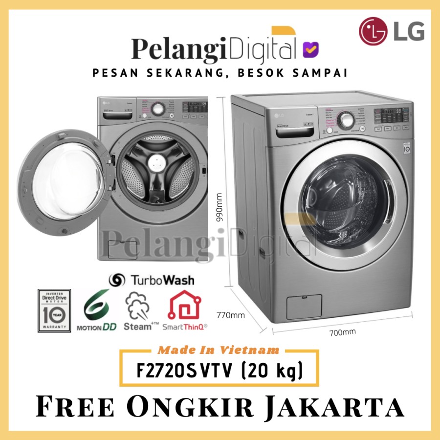 Jual LG F2720SVRV Mesin Cuci Front Loading 20 kg - Inverter Steam WiFi | Shopee Indonesia