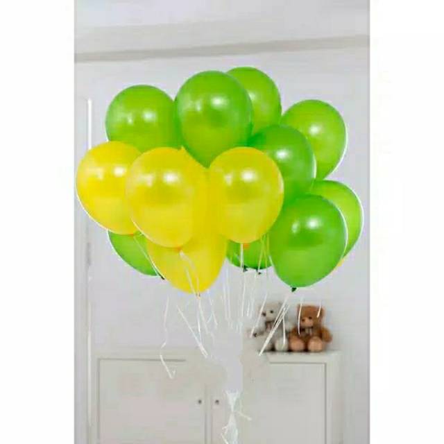 Jual Balon Latex Metalik Mix 30 pcs (hijau muda, kuning) | Shopee Indonesia