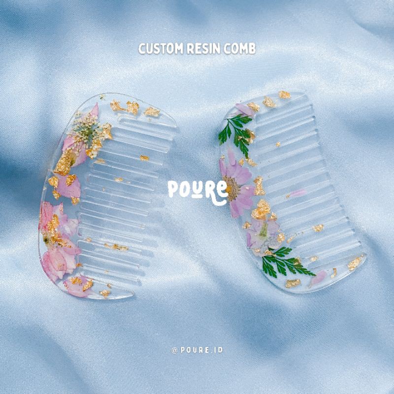 Jual Resin Comb with dried flowers ( Sisir Custom ) | Shopee Indonesia