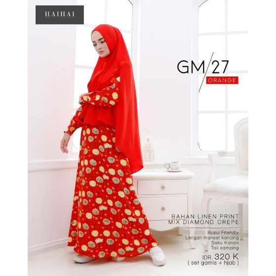 Jual Gamis Set Hijab Original HAIHAI GM 27 Merah | Shopee Indonesia