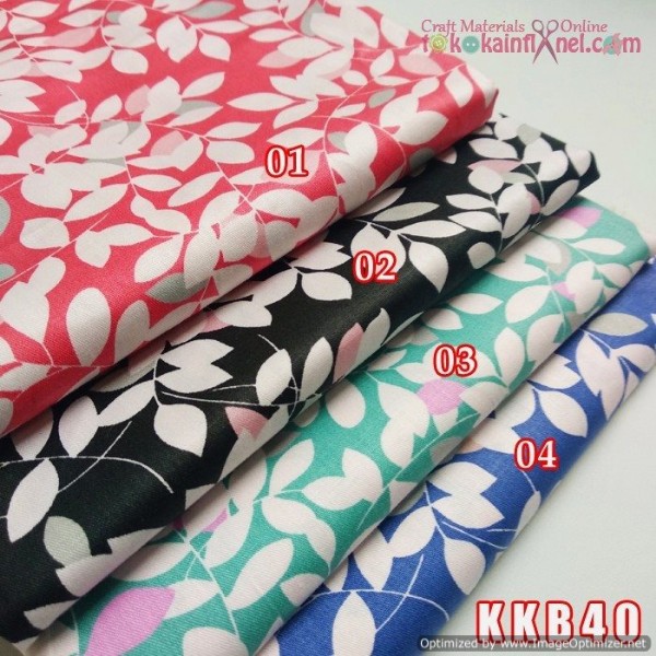 Jual Kain Katun Jepang Motif Daun Putih Kkb40 uk 50cmxlebar kain ...