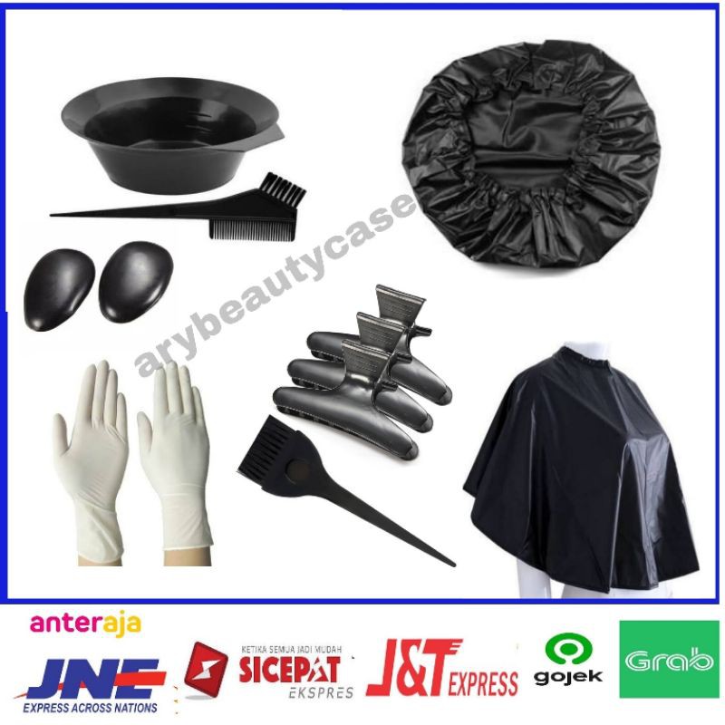 Jual paket alat cat rambut lengkap kip cat mangkok sisir shower cap ...