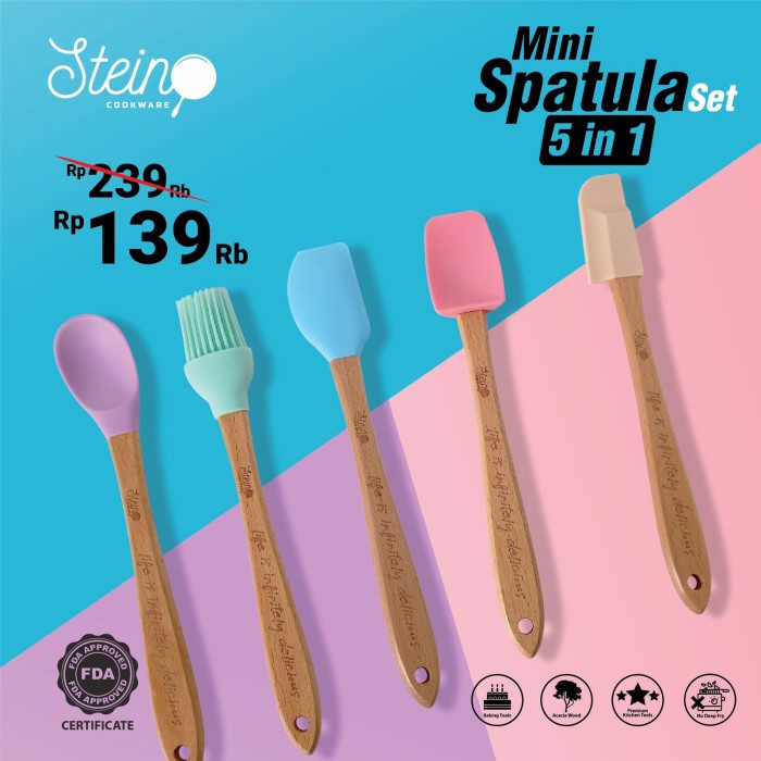 Jual stein set spatula isi 5 pcs steincookware mini spatula set 5 in 1 ...