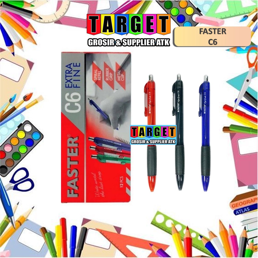 Jual PULPEN FASTER / BALLPOINT FASTER / FASTER (12 PCS) | Shopee Indonesia