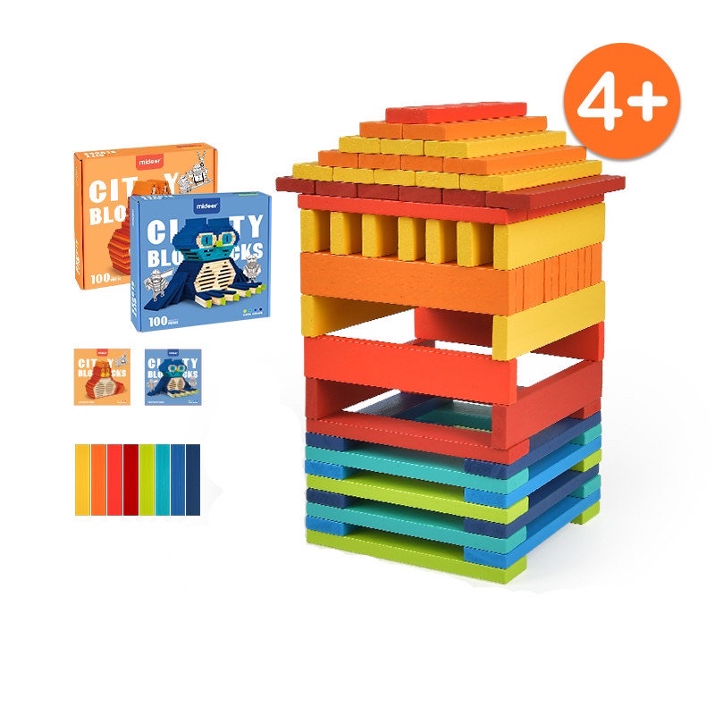 Jual mideer city building blocks balok kayu anak | Shopee Indonesia