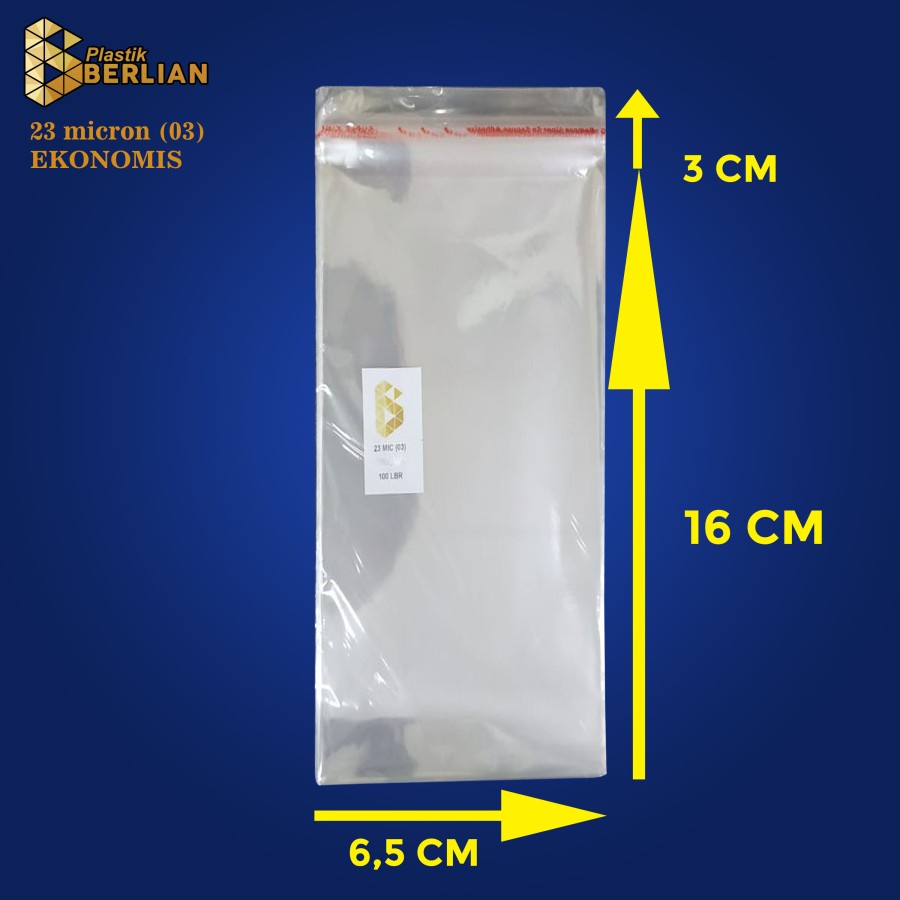 Jual 6,5 x 16 cm Plastik OPP EKONOMIS 23micron (100 lbr) (lem/seal ...