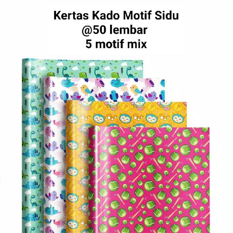 Jual Kertas Kado SIDU Motif - 50 lembar | Shopee Indonesia