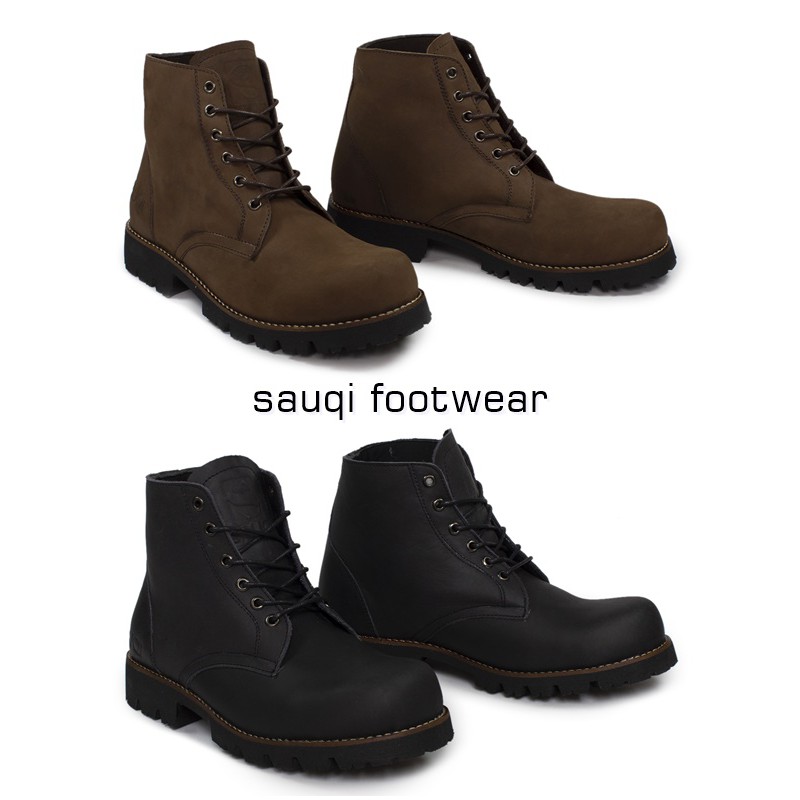 Jual SAUQI FOOTWEAR Gentleman safety boots ujungbesi kulit asli CH ...
