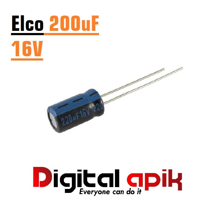 Jual Elco Kapasitor 220uF 16V Elektrolit Capacitor ELKO 220UF/16V ...