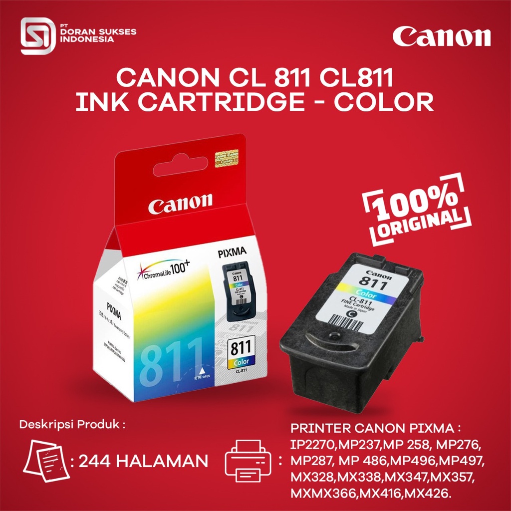 Jual Canon CL 811 CL811 Ink Cartridge - Colour - ORIGINAL | Shopee Indonesia