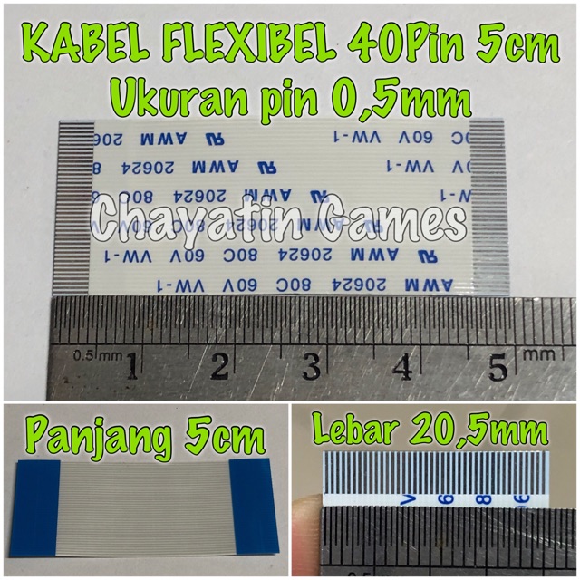 Jual Kabel Flexibel 40 Pin Halus Searah Panjang 5cm - Ukuran Pin 0,5mm ...