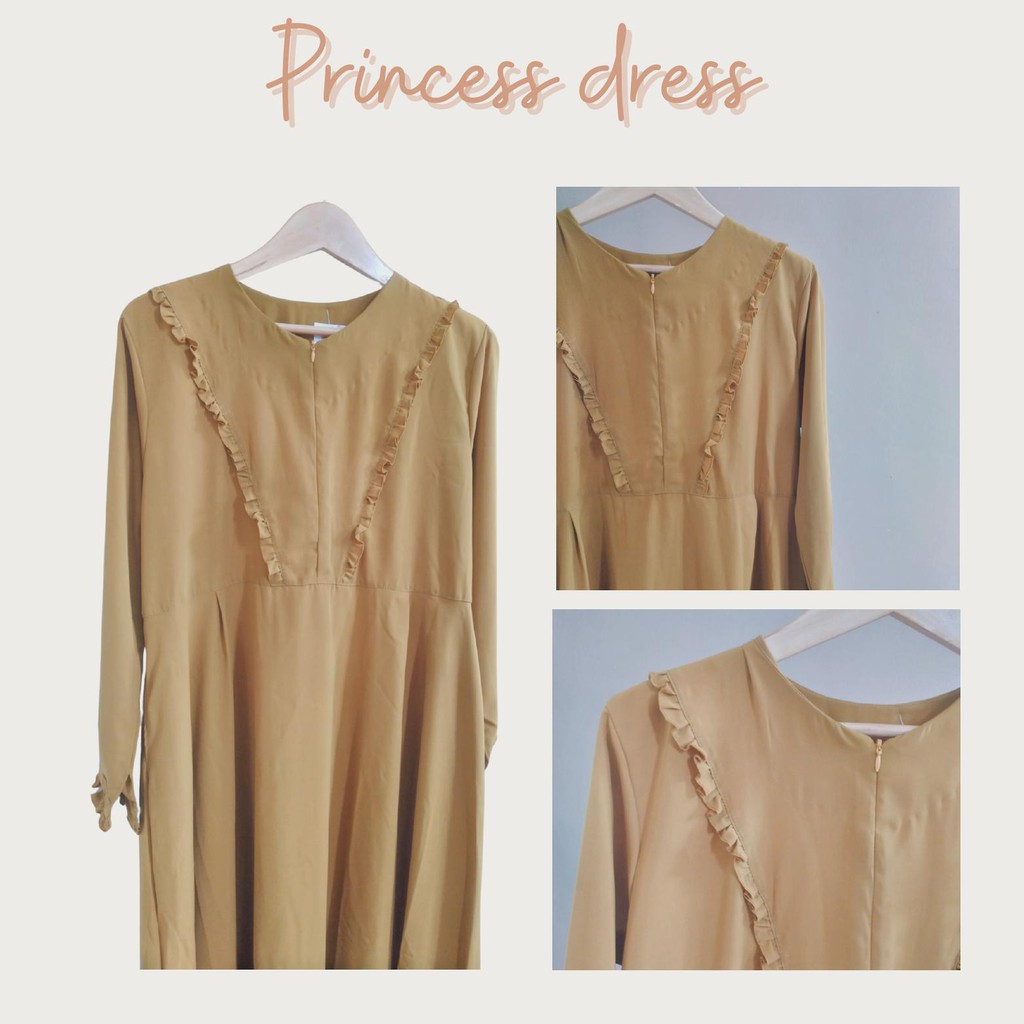 Jual Princess dress/Gamis muslim/ Kuning tua atau warna lain | Shopee ...