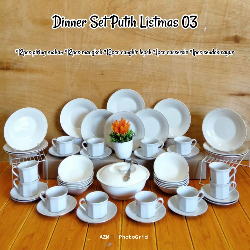Jual Dinner Set Putih Listmas 03/Paket Piring Keramik/Piring Putih ...