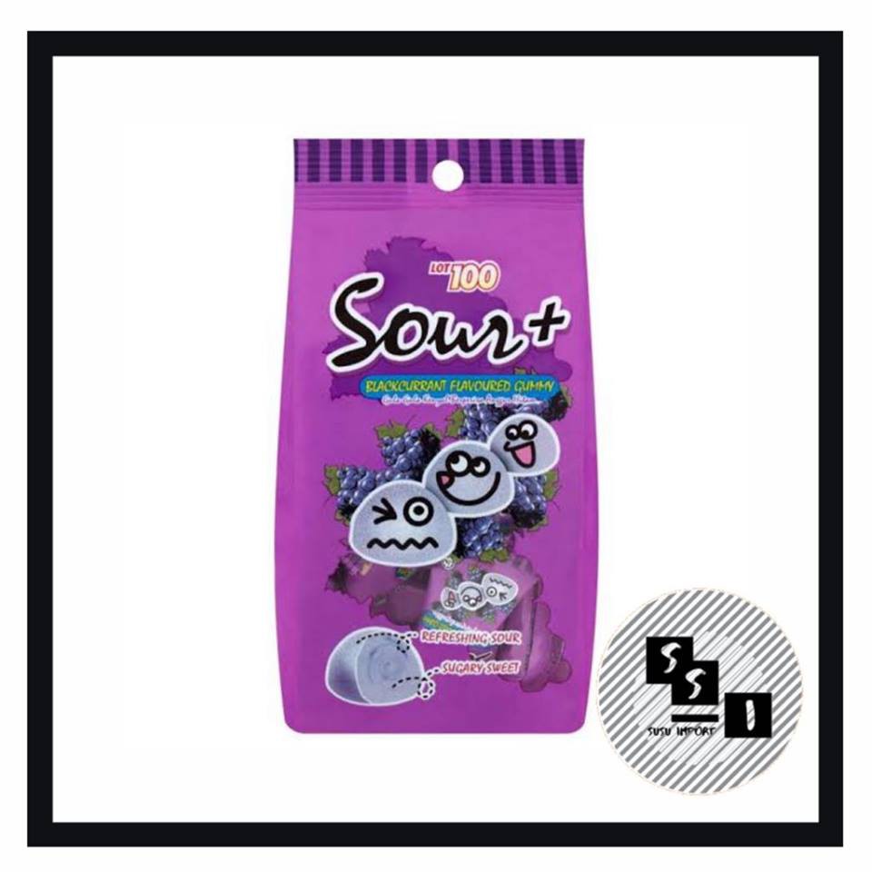 Jual Permen Asam Lot 100 Sour + Gummy Blackcurrant / permen kenyal ...