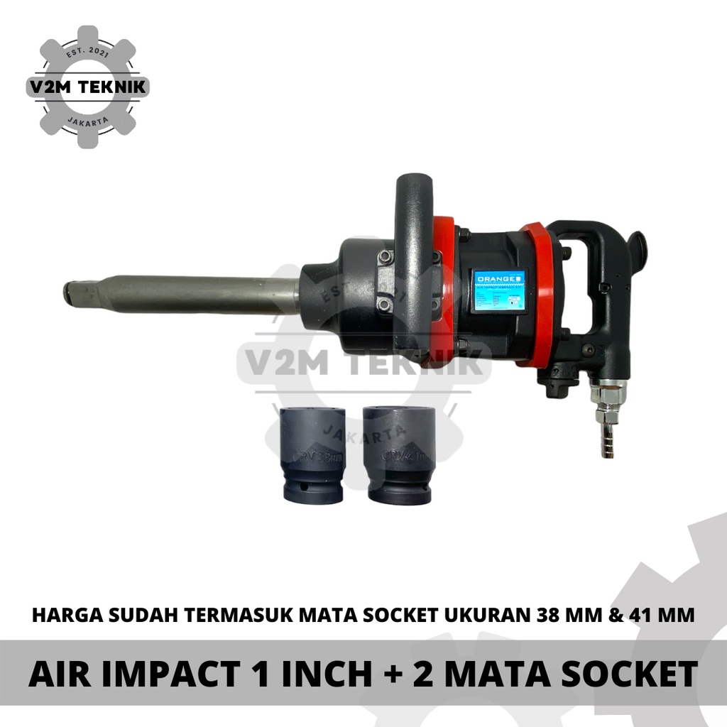 Jual Air Impact Wrench 1 Inch + 2 Mata / Alat Pembuka Ban Angin + 2 Mata Socket / Air Impact 1 ...