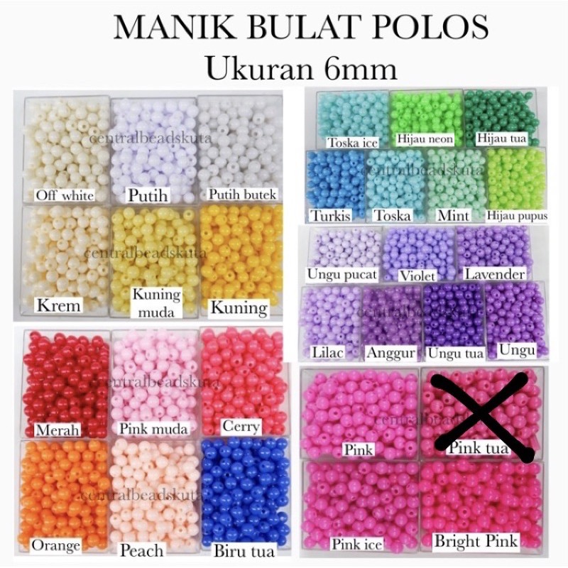Jual (50gram-part1) MANIK BULAT POLOS 6mm | Shopee Indonesia