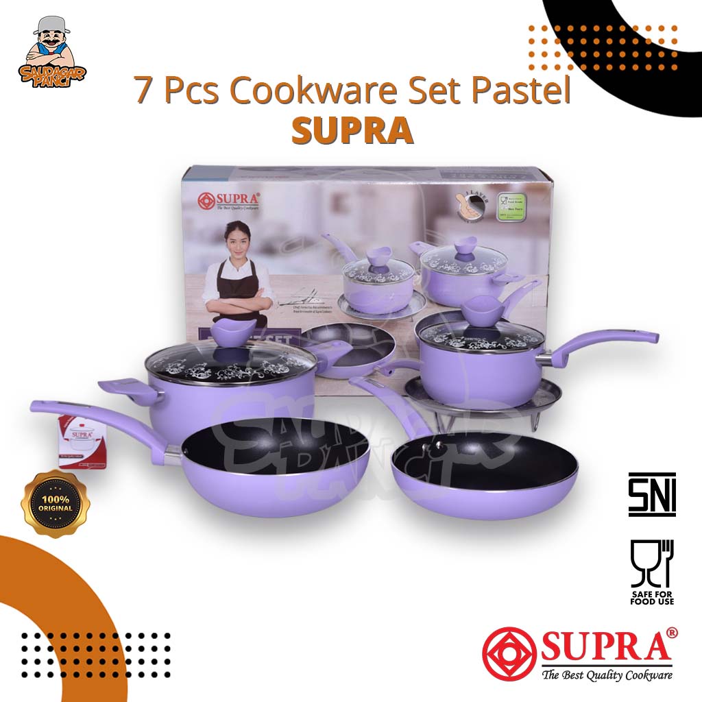 Jual Panci Set Supra 7pc cookware set pastel / panci anti lengket ...