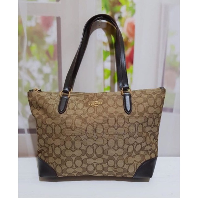 Jual Tas coach kanvas tote signature sign brown original bag | Shopee ...