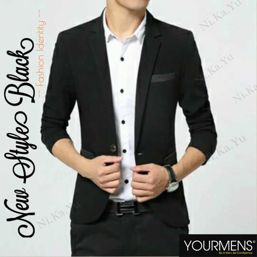 Jual JAS PRIA SLIMFIT HITAM STYLE BLACK - JAS COWOK KEREN MODEL SLIMFIT ...