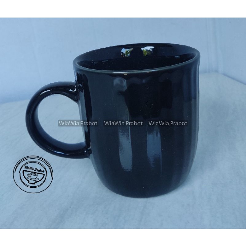 Jual mug keramik porselen putih bentuk corel 250ml gelas minum v tahan ...