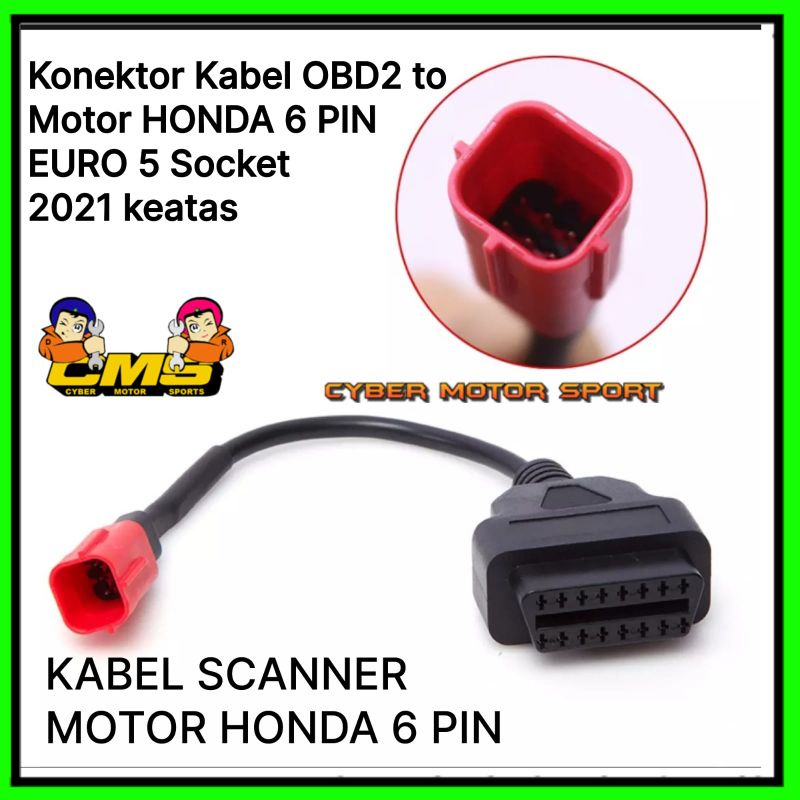 Jual Kabel scanner motor obd2 ke 6 pin. ecu scanner cable konektor Euro ...