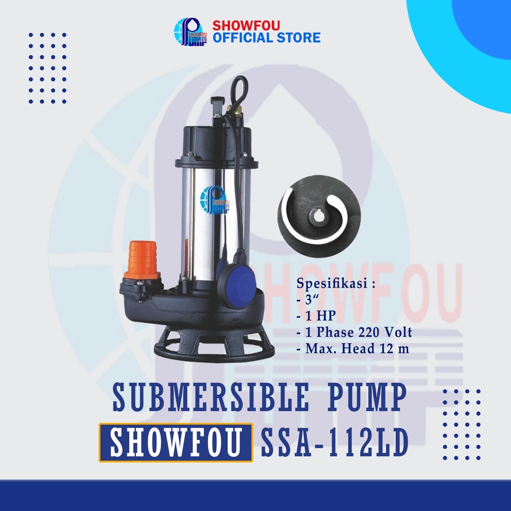 Jual SHOWFOU SUBMERSIBLE PUMP SSA-112LD 1 HP 1 Phase 0.75 kWatt 3 Inch ...