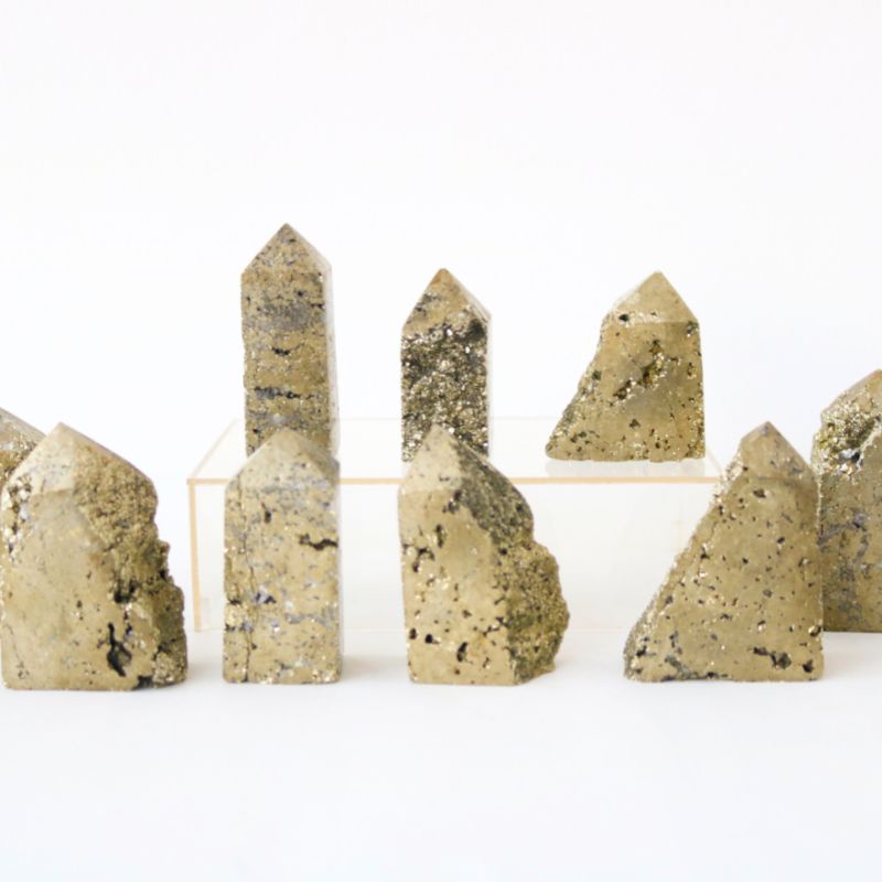 Jual Druzy Peruvian Pyrite Crystal Tower / Batu Point Obelisk Crystals ...