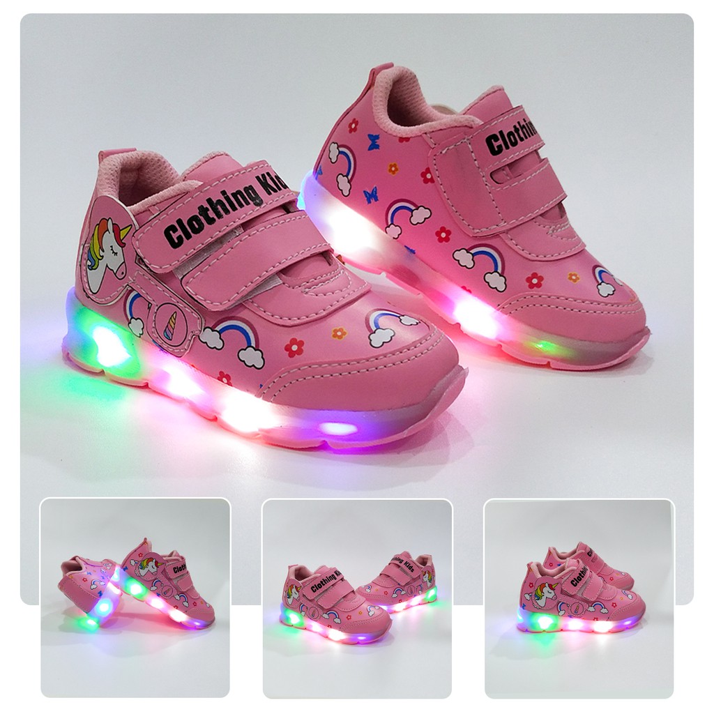 Jual Sepatu Sneakers LED Lampu Anak Perempuan Model Bergambar Karakter ...