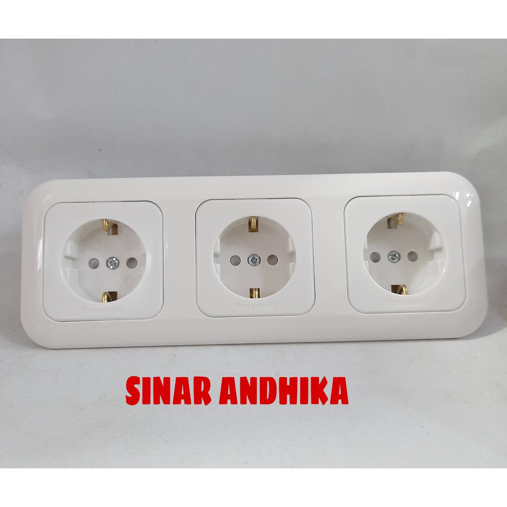 Jual STOP KONTAK TRIPLE (CP) PUTIH WIDE SERIES PANASONIC WEJ 7823+WEJ ...