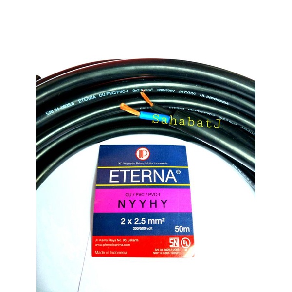 Jual ETERNA Kabel NYYHY 2x2.5 / eterna serabut 2x2,5 hitam | Shopee Indonesia