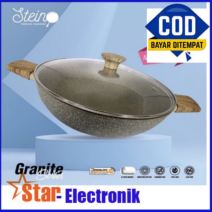 Jual STEIN COOKWARE Granite Series Wok Pan 32 cm | Shopee Indonesia