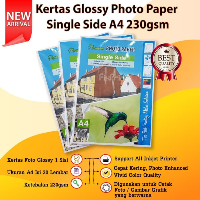 Jual Kertas Glossy Photo Paper Single Side A4 230gsm- Kertas Foto ...