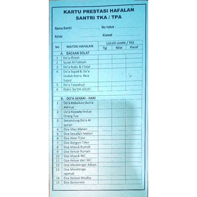 Jual KARTU PRESTASI DOA HARIAN | Shopee Indonesia