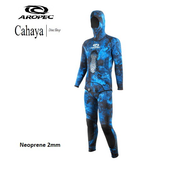 Jual Aropec Wetsuit Camo Blue Hooded Spearfishing 2mm 2pc | Shopee ...