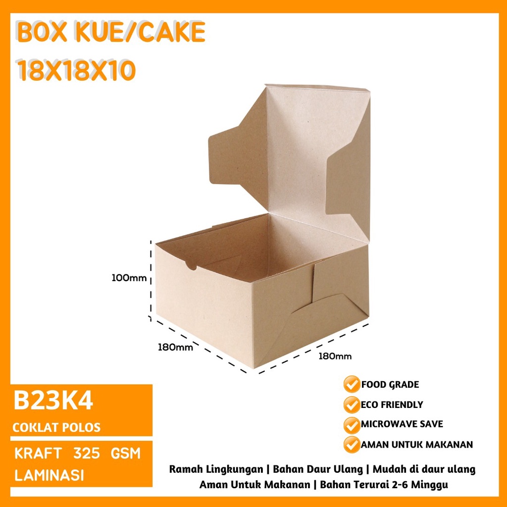 Jual Box Cake Dus 18x18x10 Dus Roti (B23K4-18X18X10 Cm) | Shopee Indonesia