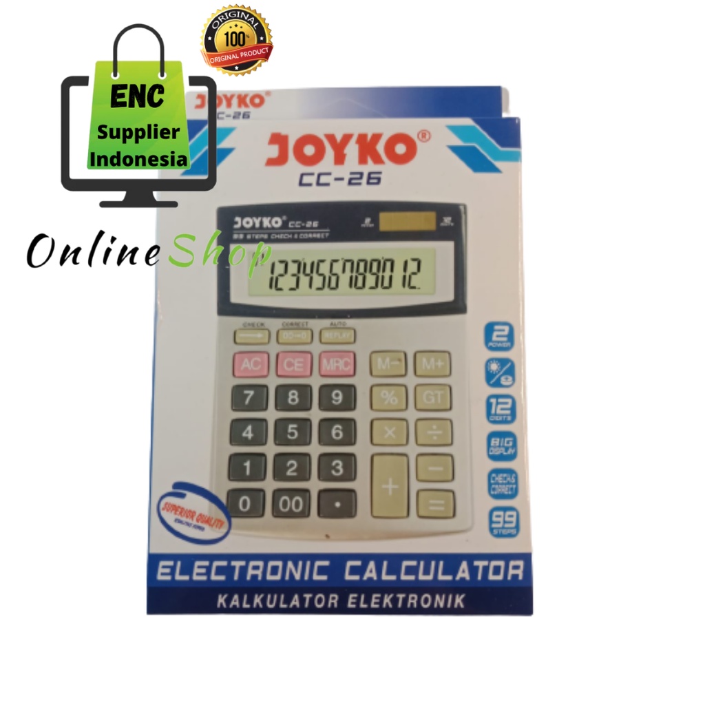 Jual joyko 1 buah Kalkulator cc 26 calculator kecil 12 digit a3 cc26 cc-26 baterai AAA per pcs ...