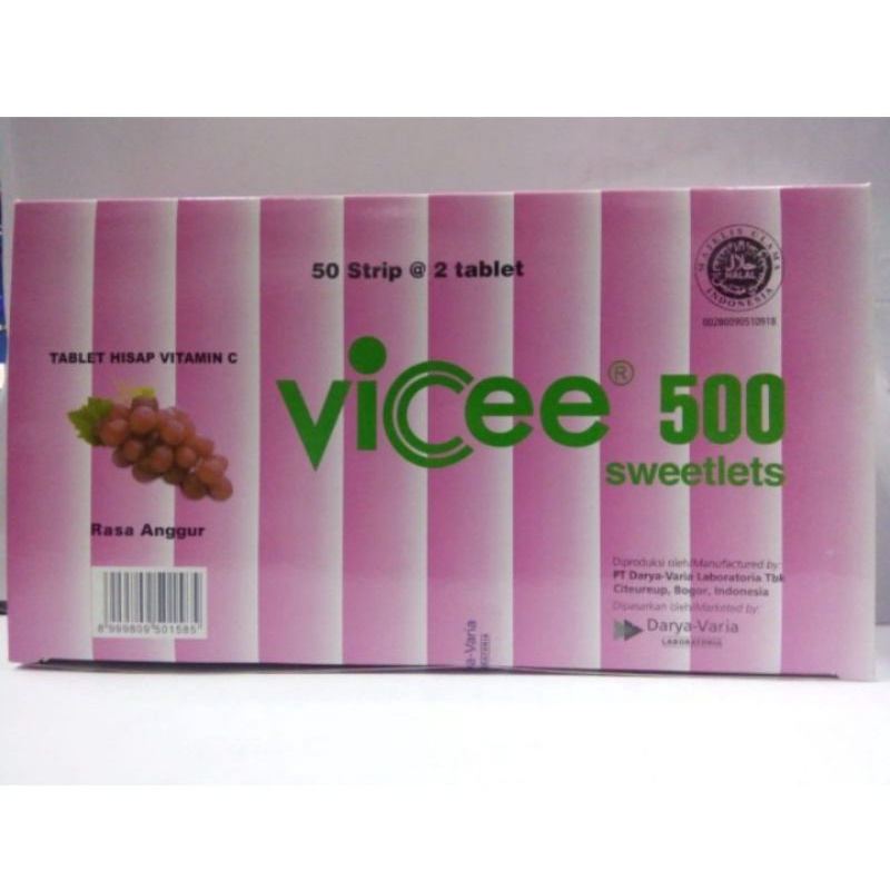 Jual Vicee Vitamin C rasa anggur,Jeruk,Lemon, & Strawberry ( 100 tablet ...