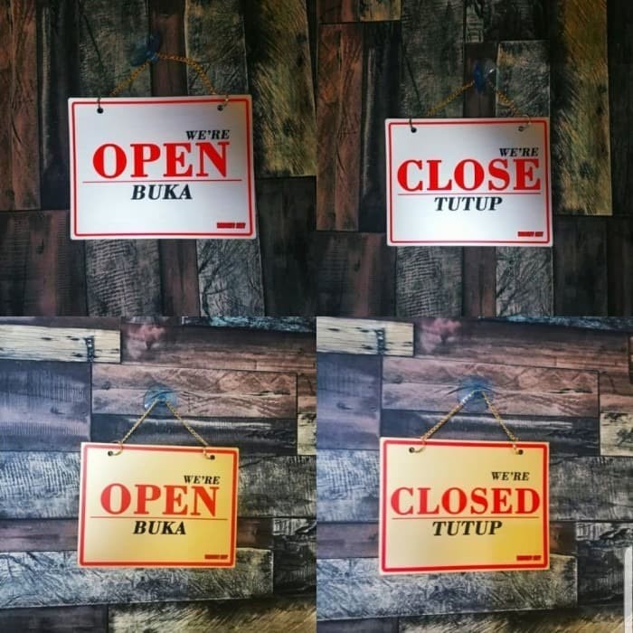 Jual SIGN LABEL OPEN N CLOSE BUKA N TUTUP UKURAN 18X28CM | Shopee Indonesia