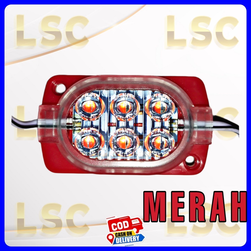 Jual Lampu led Ultrasonik 6 mata 2X3 kotak 24v variasi bus truk ...