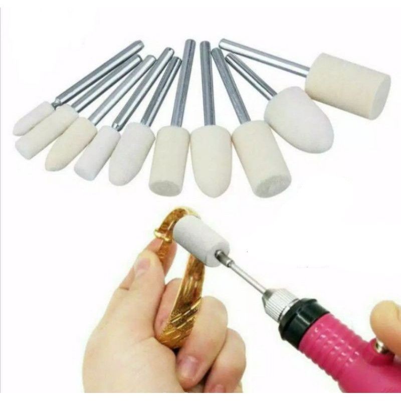 Jual Mata Bor Poles 10pcs Wool Felt Buffing Polishing Mini Grinder ...