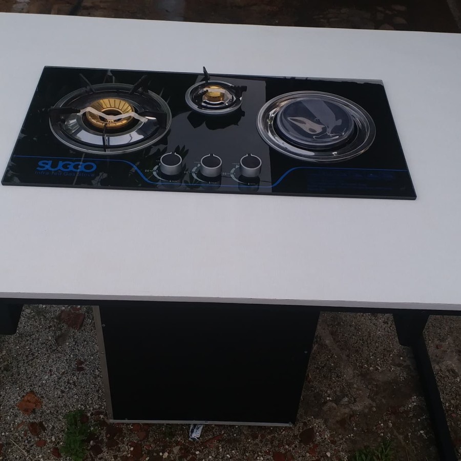 Jual Meja makan dengan kompor gas tanam resto jepang shabu grill ...