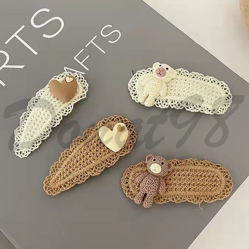 Jual Jepit Rambut Wanita Rajut Hand Made Beruang Dan Love Style ...