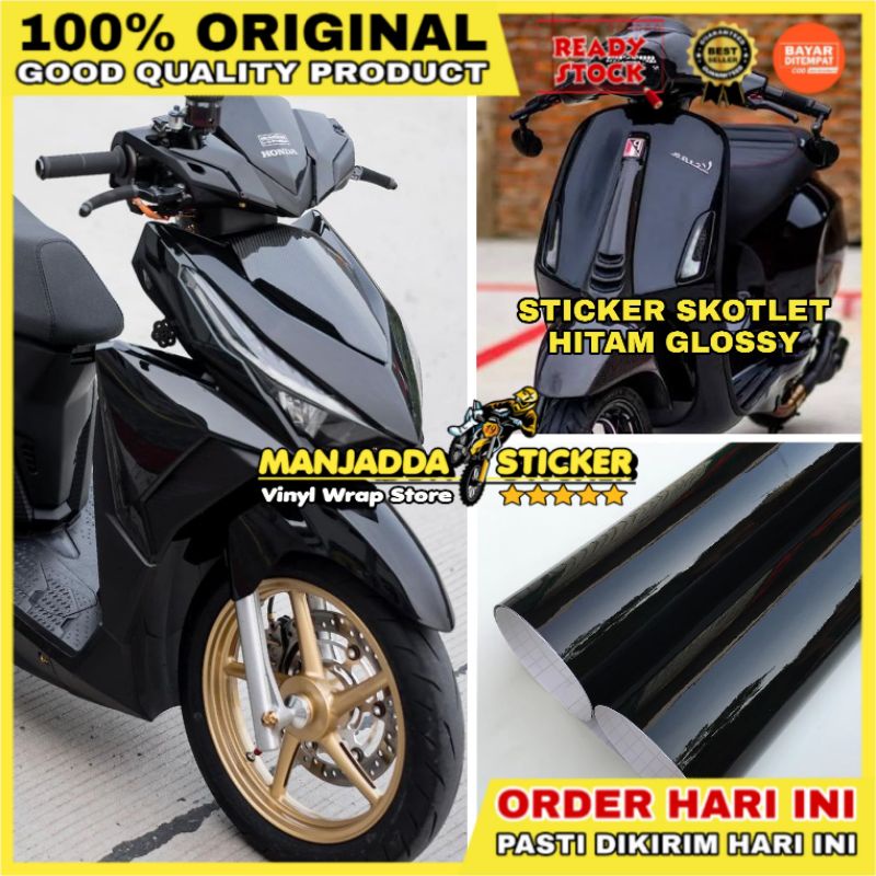 Jual Stiker Skotlet Motor Hitam Gloss Kualitas Super Premium | Shopee ...