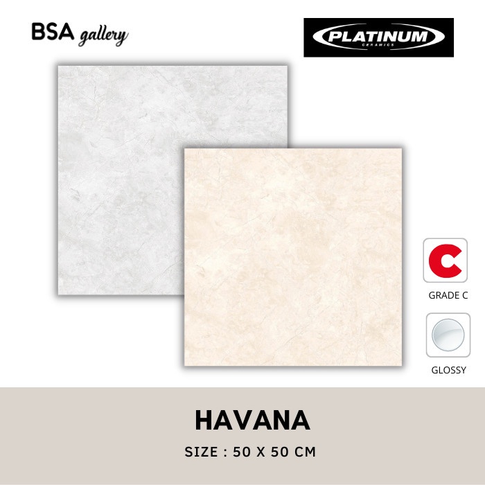 Jual KERAMIK LANTAI PLATINUM HAVANA 50X50 CORAK GLOSSY / FLOOR TILE ...