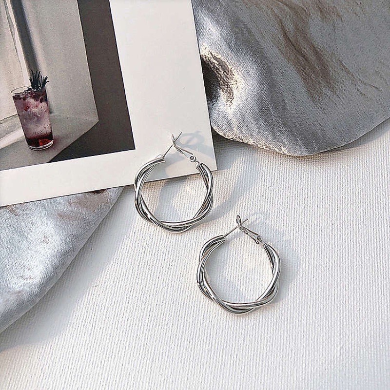 Jual Twist Hoops Earring (2cm) (925 Silver Tusukan) / Anting Hoops ...