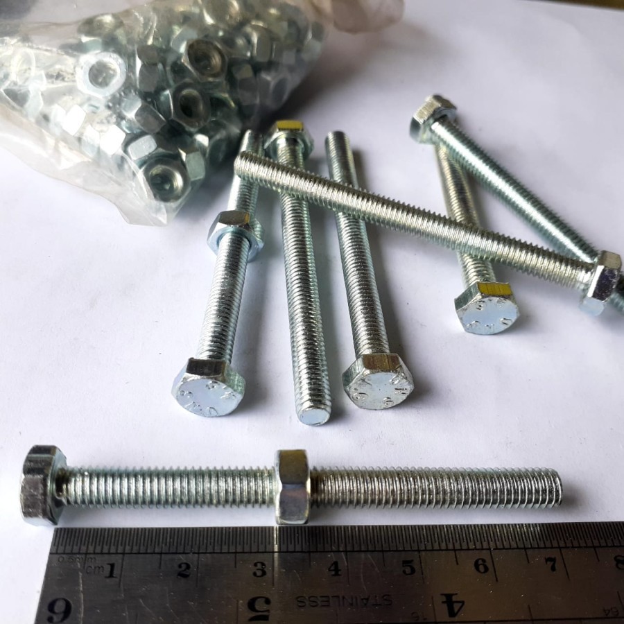 Jual BAUT MUR M6 X 70 PUTIH BMP M6X70 PANJANG 7CM 7 CM KUNCI 10 GALVANIZ GALVANIS | Shopee Indonesia