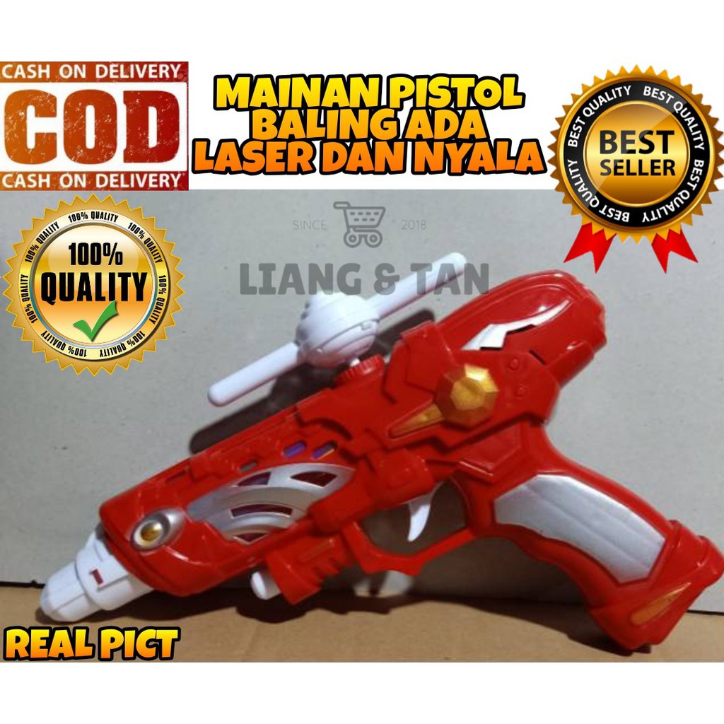 Jual PROMO Mainan Anak Pistol Baling Laser Baterai LED / Mainan Tembak Tembakan Nyala Lampu Dan ...