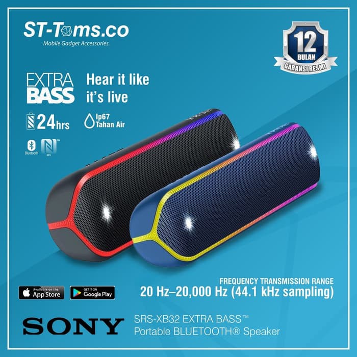 Jual Sony SRS-XB32 / SRS XB32 Extra Bass Portable Bluetooth Speaker ...