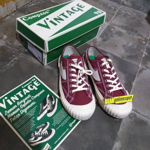 Jual COMPASS GAZELLE VINTAGE MAROON MULUS ORIGINAL | Shopee Indonesia